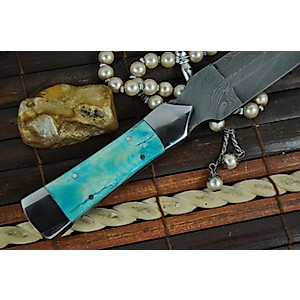 Perkin Knives - Custom Handmade Damascus Hunting Knife - Double Edge Knife