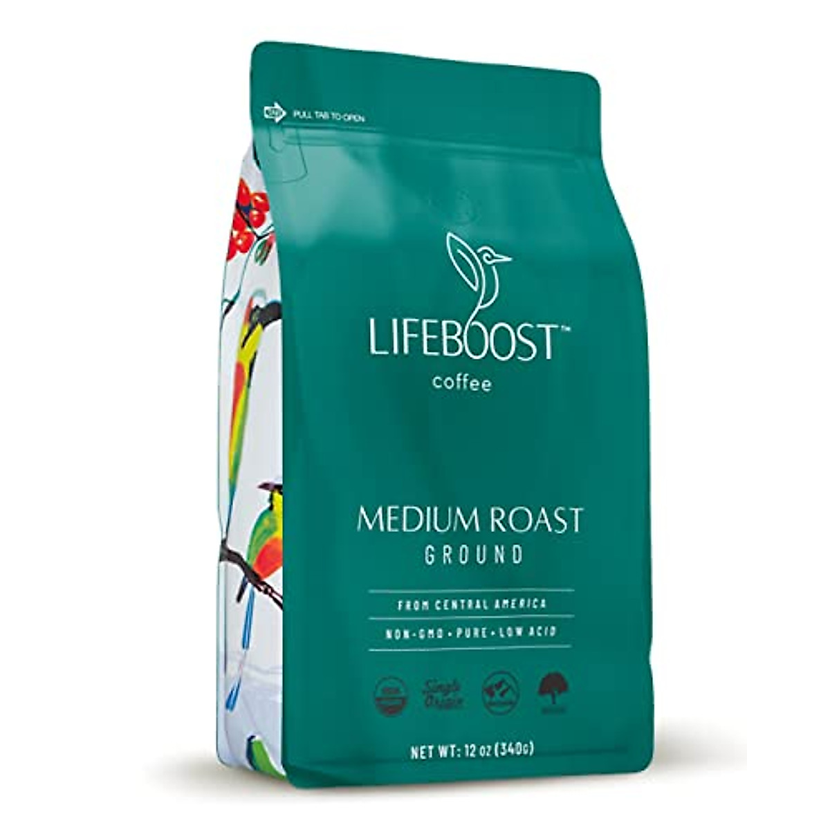 Lifeboost Coffee Ground Medium Roast Coffee - Low Acid Single Origin USDA Organic Coffee - Non-GMO Ground Coffee Third Party Tested For Mycotoxins & Pesticides - 12 Ounces