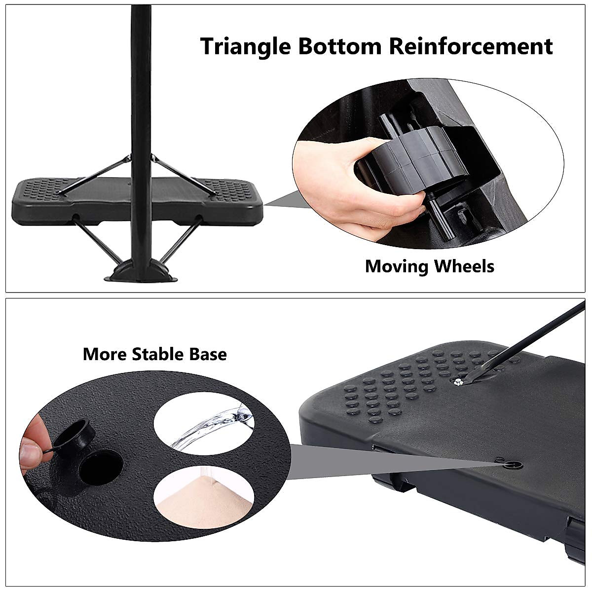 GYMAX Basketball Hoop, 6.5-10FT Height Adjustable Basketball System with 3’’ Thick Tube, Shatterproof Backboard, 2 Wheels, All Weather Portable Basketball Goal for Kids Teens Adult, Indoor Outdoor Gym