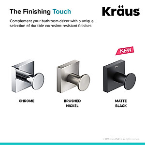 Kraus Ventus Bathroom Robe and Towel Hook, Chrome Finish, KEA-17701CH