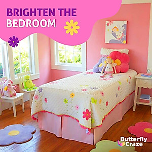 Butterfly Craze Daisy Lounge Flower Pillow for Teens & Kids - Medium 20 Inches, Cozy & Stylish Floor Cushion, Perfect Seating Solution, Machine Washable Aesthetic Decor, Plush Microfiber, Pink