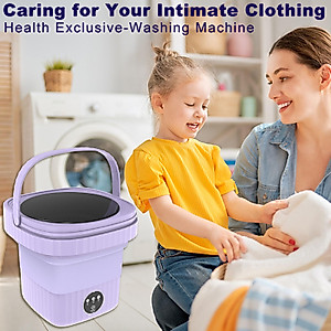 Portable Washing Machine, Mini Washing Machine, Foldable Washer With Spin Dryer, Small Collapsible Laundry for Travel, Apartment, Dorm, Camping, RV, Underwears, Socks, Baby Clothes, Purple