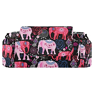Sinestour Beautiful Elephants Stroller Organizer with Cup Holder Universal Stroller Organizer Bag Detachable Shoulder Strap Stroller Accessories for Diaper Toys Phone Keys Fit All Baby Stroller