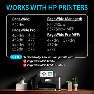 Smart Ink Compatible Ink Cartridge Replacement for HP 972X 972 X (2 Black Pack) to use with PageWide Pro 477dw 577dw 452dw 477dn 452dn 577z 552dw P55250dw Printers