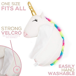 XDEMODA Seatbelt Pillow for Kids Travel - Dinosaur Seat Belt Cover & Cushion Pillow. Child Car Stuffed Plush Animal Travel Pillow. Safety Belt