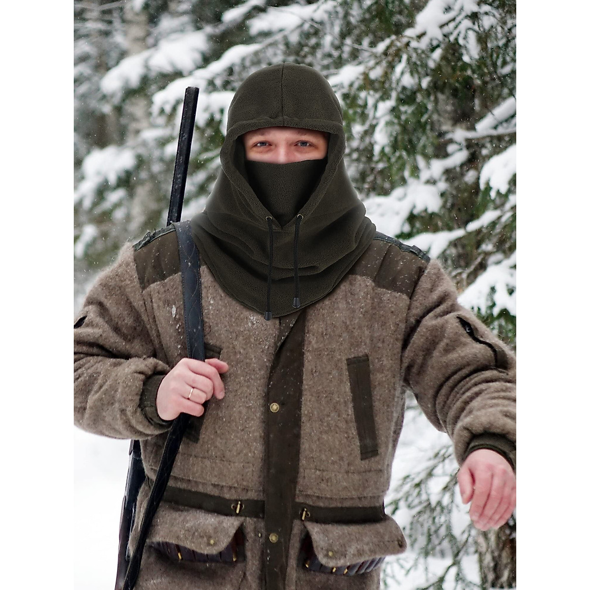 3 Pieces Camo Balaclava Face Mask Hunting Face Mask Balaclava Hats for Outdoor Sports (Drawstring Style, Large)