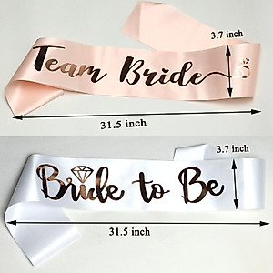 Jozlynn Team Bride Sash Set 1 White Bride to Be Sash and 6 Team Bride Sashes Bachelorette Party Supplies with Shiny Rose-gold Font Bachelorette Sash Bridesmaid Sashes for Bridal Party and Wedding (7)