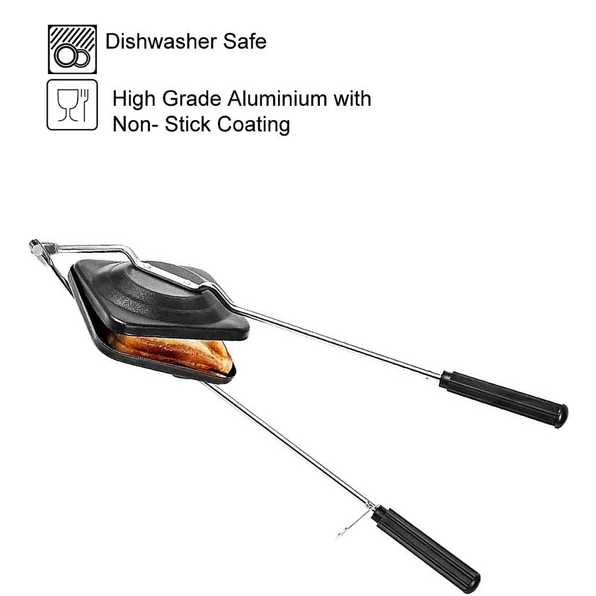 AnNafi® Sandwich Maker | Sandwich Press Grill For Gas/Stove | Non Stick Hand Toaster Pan For Hot & Crisp Grilled Cheese Sandwiches & Cubano | Easy to Use Cast Iron Flying Saucer For Outside Campfire