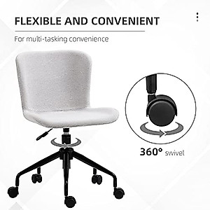 Vinsetto Home Office Chair, Swivel Task Chair with Adjustable Height and Armless Design for Small Space, Living Room, Bedroom, Light Gray