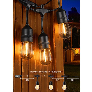 Brightown 52FT LED Outdoor String Lights with 3 Lighting Modes, Outside Dimmable Patio Lights with Timer, Waterproof Hanging Lights for Outside Garden Yard Balcony Backyard Cafe