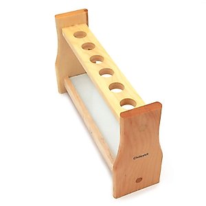 Chiloskit 0.7" (18mm) Holes Wood Wooden Test Tube Rack Holder Stand for API 10ml 25ml Test Tubes Lab Tube Racks Pen Holder (10ml 6Slots)