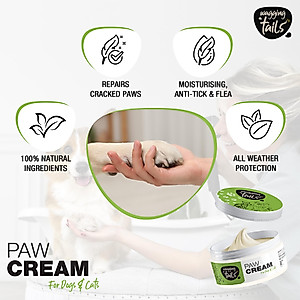 Wagging Tails Paw Cream 1.76 fl oz for Pets | Daily Use for Smoothing Damaged Skin | Heals, Repairs & Moisturizes Cracked Paw Soother Balm, Elbows & Dry, Itchy Snout of Dogs, Cats, and Puppies