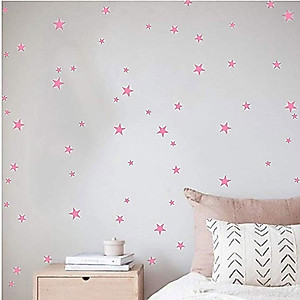 Stars Wall Decal,78 PCS Pink Stars Wall Sticker Easy to Peel and Stick for Room,Kids Room Decoration Ins hot