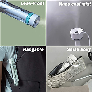 Car USB Humidifier with Container Diversity,Nano Ultrasonic Mini Cool Mist Humidifier Three Hours Auto-off Travel Humidifier Diffuser for Baby, Bedroom,Desk, Office-White Travel OutdoorGrey)