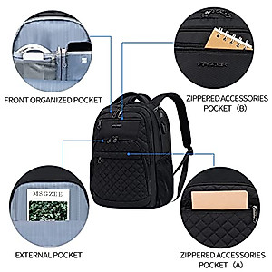 KROSER Travel Laptop Backpack 17 Inch Large Computer Backpack Water-Repellent Daypack with USB Charging Port RFID Pockets for Work/Business/College/Men/Women(Quilted)