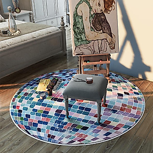 Disco Ball Round Area Rugs,Super Soft Retro Throw Rug,Non-Slip Creative 70's 80's Disco Style Floor Carpet for Door Mat Entryway Rug Welcome Mat Bedroom Living Room Nursery Decor,Diameter 47.24 inches