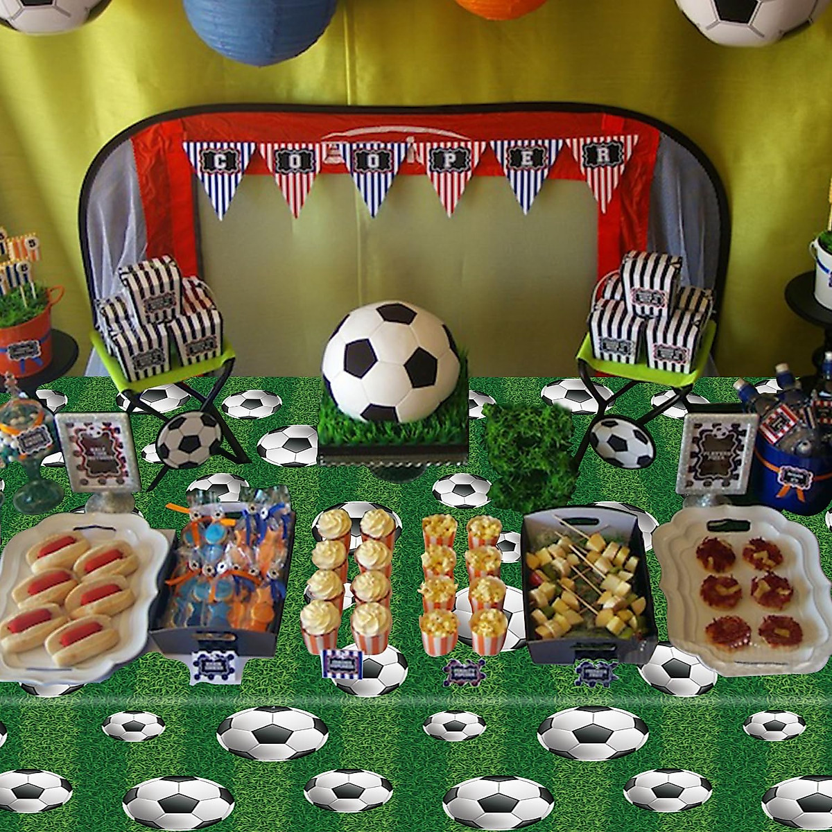 4 Pack Soccer Party Tablecloth Soccer Table Cloth Soccer Rectangular Plastic Table Cover Sports Theme Party Table Covers Soccer Birthday Decorations Soccer Theme Birthday Party Supplies 86 x 51 Inch