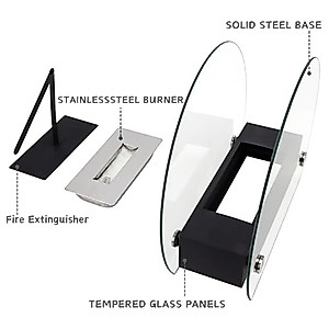 NEWIMAGE Tabletop Fire Pit, Fire Bowl 13.5" L Portable Tabletop Fireplace Clean Burning Bio Ethanol Ventless Fireplace for Indoor Outdoor Patio Parties Events