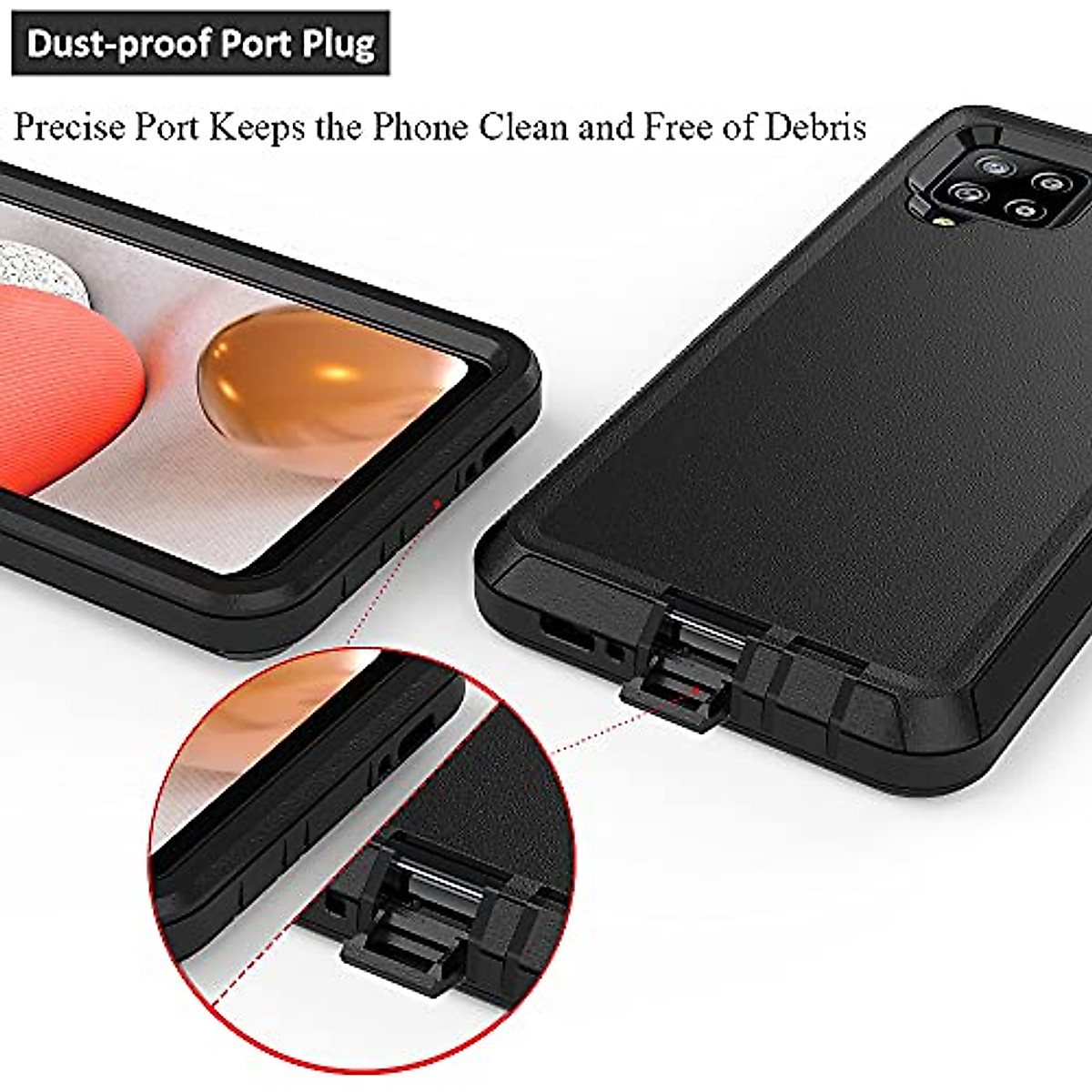 Compatible with Samsung Galaxy A42 5G Case,with Screen Protectors,Heavy Duty Rugged Shockproof Full Body Protection Kickstand Case with Belt Clip Holster for Samsung Galaxy A42 5G (Black)