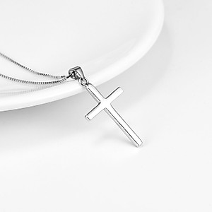 LUHE Cross Necklace Sterling Silver Simple Religious Crucifix Cross Pendant Necklace Jewelry Christmas Gifts for Women