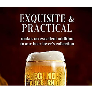 Unique Birthday Gifts for Men, Husband, Him, Funny Beer Glass for Dad, Brother, Boyfriend, Son, Uncle, 15 oz, Legends are Born in February