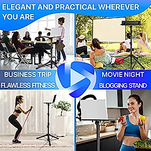 TRIPODSY Projector Tripod Stand with Adjustable Height 24-64 Inches, Standing Laptop Floor Riser, Portable Multifunctional Space Saver Desk for DJ, Outdoor Mobile Workstation for Studio, Home, Office