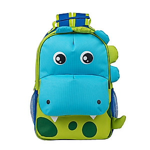Green Spotted Dinosaur Dimensional Animal Shape Water Resistant Preschool Backpack