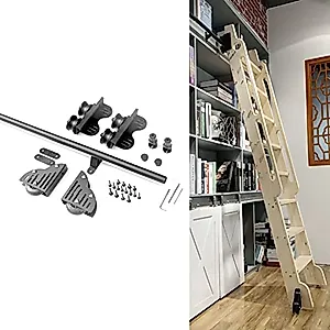 Stand Up Black Rolling Home Office Library Hardware Tensible Sliding Roller (No Ladder) Sliding Barn Door Kit (Size : 3.3ft/100cm Track Kit) (13ft/400cm Track kit) (16ft/500cm Track kit)