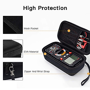 KAIWEETS HT118A/HT118E Multimeter Case Hard Travel Case Replacement with Mesh Pocket for Digital Multimeter TRMS 6000/20000 Counts Volt Meter Auto Ranging (Case Only, No Multimeter)