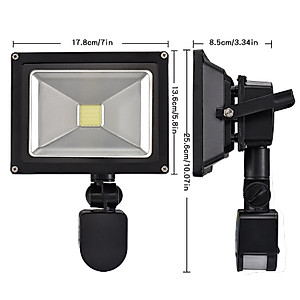 DINGLILIGHTING 20W Led Motion Sensor Flood Lights Outdoor, PIR Induction Lamp, Intelligent Light, 6000K, Cool White, 160W Bulb Equivalent, 1600lm, Super Bright Waterproof Security Floodlight