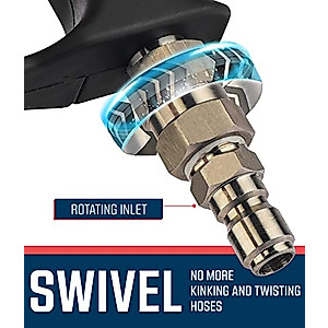 McKillans Short Pressure Washer Gun with Swivel - High Pressure Water Handle with 3/8" Male Plug and 1/4” Quick Connector Coupler - Power Washer Gun Compatible with Foam Cannon - Car Wash Foam Gun