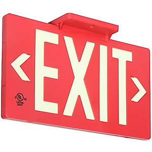 UL Listed 50 foot Jessup Glo Brite 7050-B 8.75-x-15.5-Inch Single Sided Exit Sign with Frame, Red (Mounts 4 ways, includes bracket and arrows)