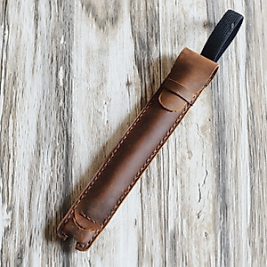 First Gen Apple Pencil Holder with USB Adapter Pocket - Elastic Detachable Pouch for Apple Pencil, for iPad mini 5 / Pro 9.7/10.5/12.9 Inch - 603B - Distressed Brown