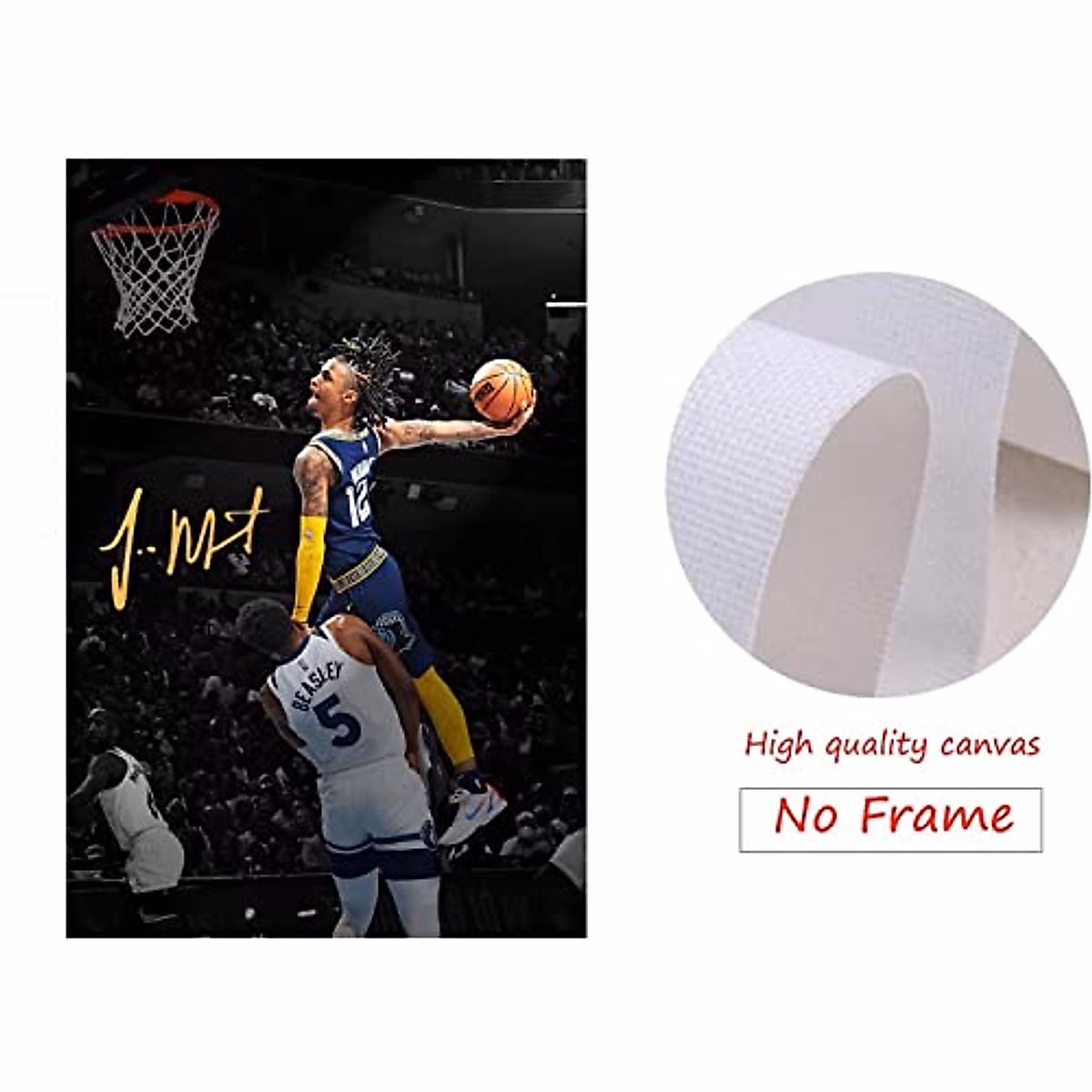 BNZWAA Ja Morant Canvas posters for room aesthetic unframed 12x18 Inch Basketball Decor Bedroom Canvas Wall Poster Signature Motivational Poster