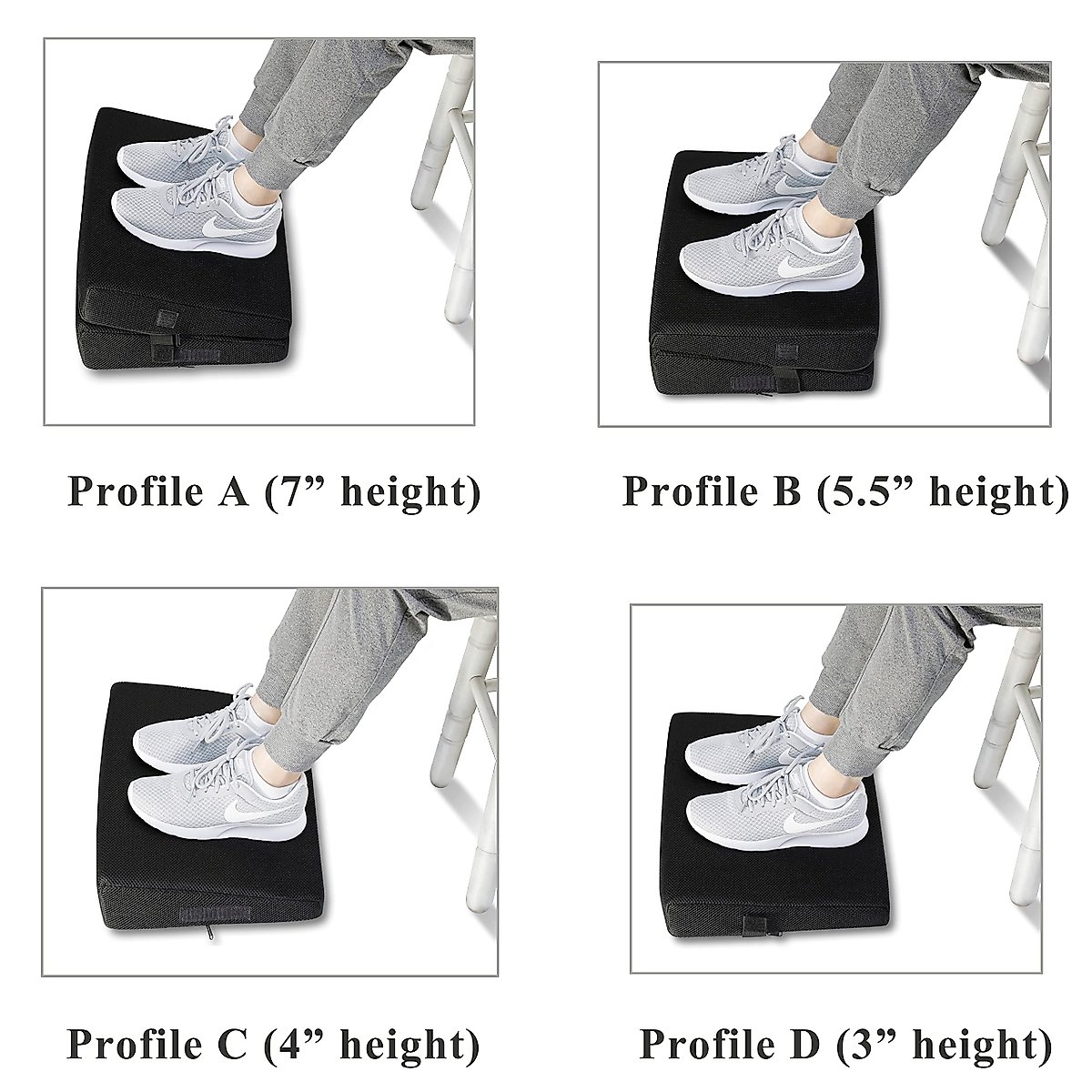 InteVision 4-in-1 Footrest for Added Height - Premium Foam Foot Cushion Works Great for Under Desk or bar - Will not Slide on Any Surface