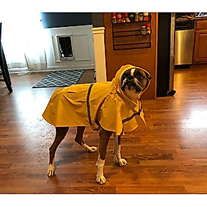 NACOCO Large Dog Raincoat Adjustable Pet Water Proof Clothes Lightweight Rain Jacket Poncho Hoodies with Strip Reflective (XL, Yellow)…
