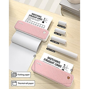 PeriPage A40 Thermal Portable Printer, Supports 8.26"x11.69" US Letter, Wireless Inkless Bluetooth Mobile Travel Printer, Compatible with Android and iOS, Prints Documents,Tattoo Paper, Photos(Pink)