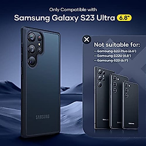 Humixx for Samsung Galaxy S23 Ultra Case, [10FT Mil-Grade Shockproof Protection] 2X Soft Screen Protector + 2X Lens Protector, Anti-Fingerprints Matt Finish Snugly fit Case for S23 Ultra 6.8", Black