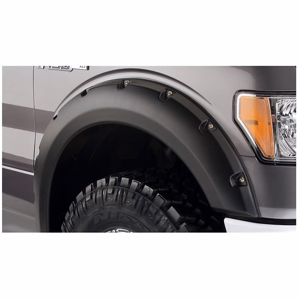 Bushwacker Pocket/Rivet Style Front Fender Flares | 2-Piece Set, Black, Smooth Finish | 20055-02 | Fits 2008-2010 Ford F-250/F-350 Styleside Super Duty