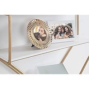 Kate and Laurel Lintz Glam Octagon Wall Shelf, 24 x 24, White and Gold, Modern 4-Tier Geometric Shelves for Wall