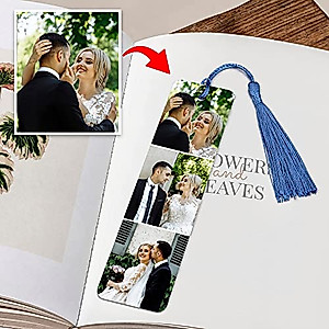 ZUYUSO Personalized Photo Frame Bookmark Metal Bookmark Custom Message/Text Stainless Steel Bookmarks with Tassel for Reader Women Men Gift
