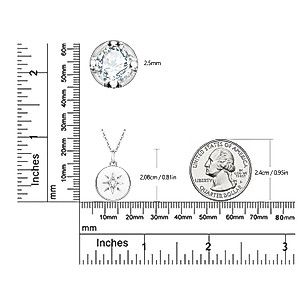 DYUNQ North Star Necklace Sterling Silver, Moissanite Lab Created Diamond Starburst Compass Disc Medallion Hypoallergenic Pendant for Women, 18 to 20 Inch, Graduation Jewelry Gifts