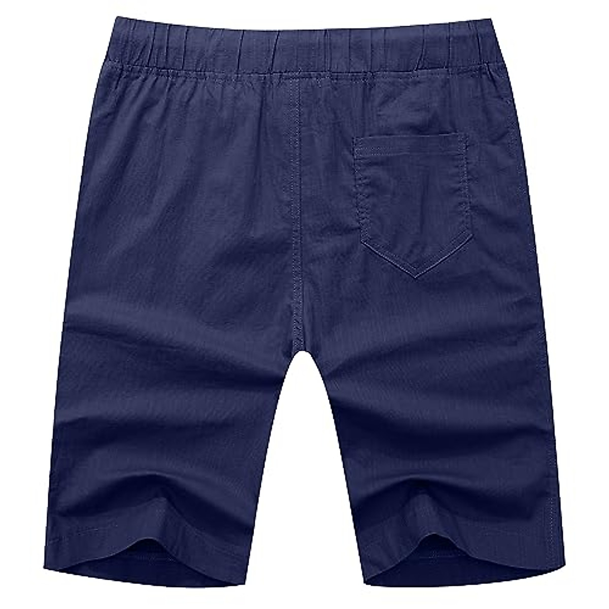 HORSSLE Men's Linen Shorts Casual Elastic Waist Drawstring Summer Beach Shorts Classic Fit Navy Blue