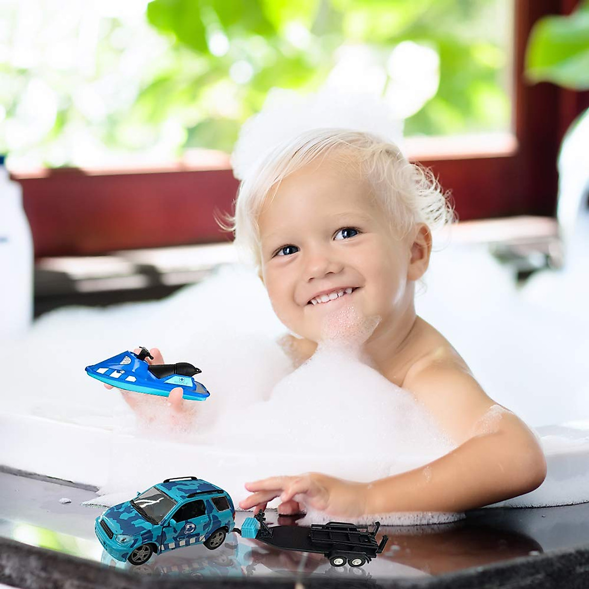 ArtCreativity SUV Toy Car and Jet Ski Playset for Boys & Girls, Interactive Ocean Rescue Play Set with Detachable Jet Ski and Opening Doors on 4 x 4 Toy Truck, Best Birthday Gift for Kids