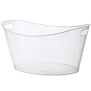 Zilpoo 4 Pack - Large Plastic Ice Bucket, Oval Storage Tub, 18 Liter Parties Wine, Beer Bottle Drink Cooler, Party Beverage Chiller Bin, Baskets, Clear