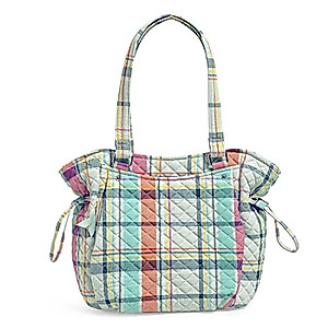 Vera Bradley Women's Cotton Glenna Satchel Purse, Pastel Plaid - Recycled Cotton, One Size