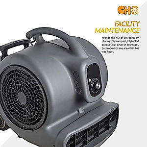 cho Air Mover Durable Lightweight Carpet Dryer Utility Blower Floor Fan for Janitorial Cleaner Home Commercial (Grey, 1 HP)