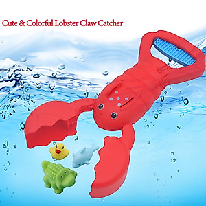 Grabber Baby Bath Toys - Cute Colorful Lobster Claw Catcher with 3 Fish Toys – Safe & Nontoxic Water Toys for Bath Tubs, Swimming Pools & Outdoors - Educational Games for Toddlers & Kids