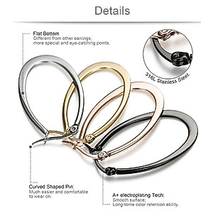 Jstyle 4 Pairs a Set Stainless Steel Teardrop Hoop Earrings for Women 35MM