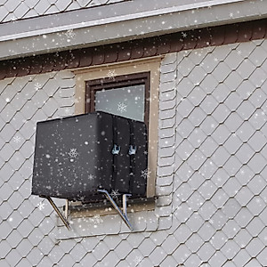 Window AC Insulation Cover for Outside Unit, Outdoor Dust-Proof and Waterproof, 3 Layers, 25.2"L × 18.6"H × 19.8"D - Black